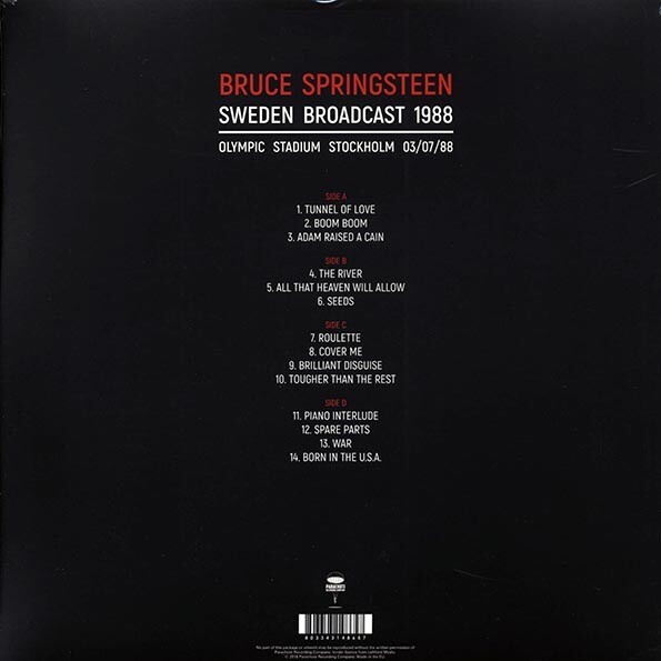 Bruce Springsteen - Sweden Broadcast 1988 White Vinyl 1000 Copies Made ...