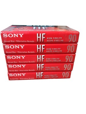 Sony HF Blank Audio Cassette Tapes 90 Minute High Fidelity 5 Pack New ...