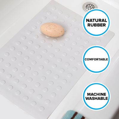 Medium Rubber Bath Safety Mat by SlipX Solutions: White In-Tub Suction ...