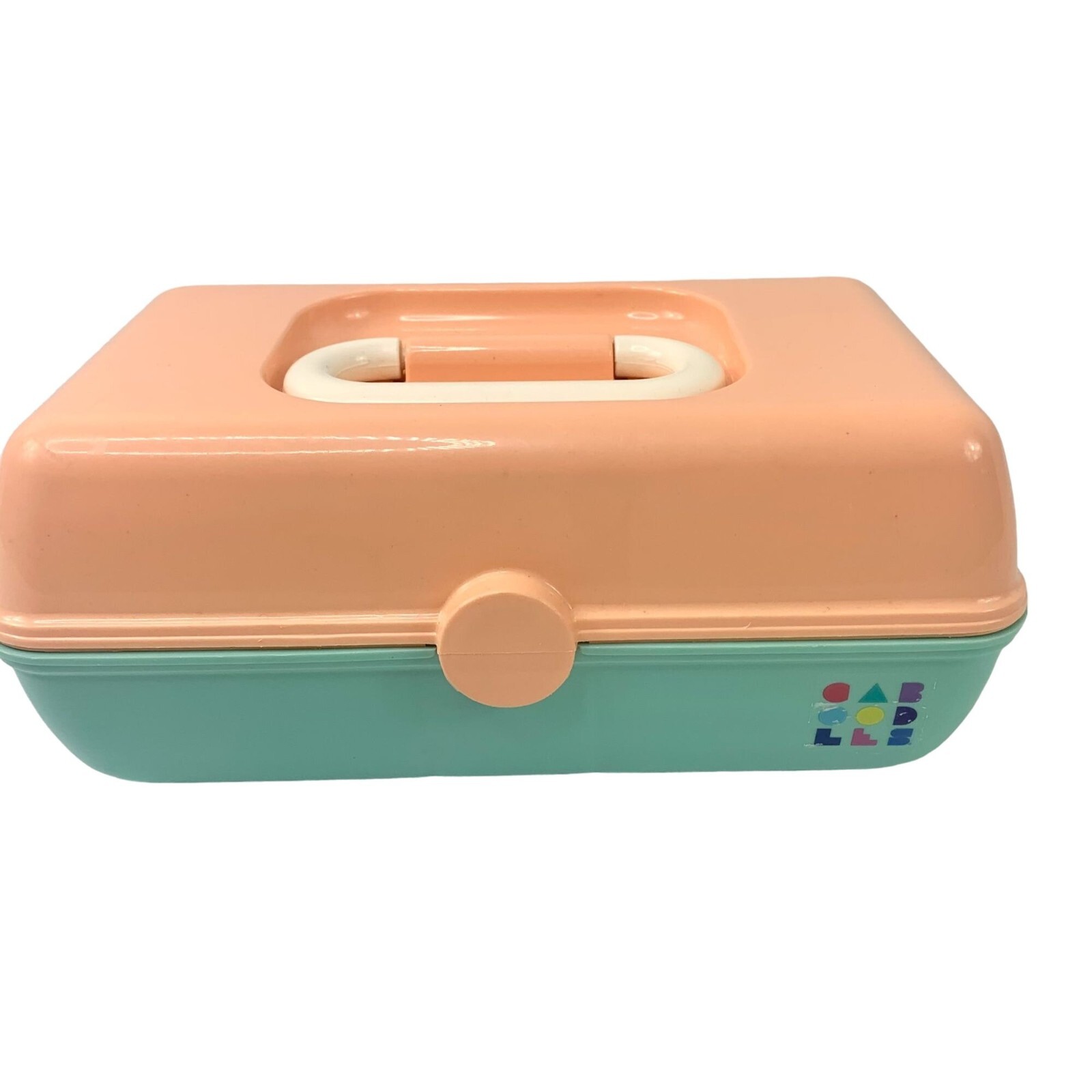 retro peach teal Caboodle storage case 2 tier makeup organizer caddy w ...