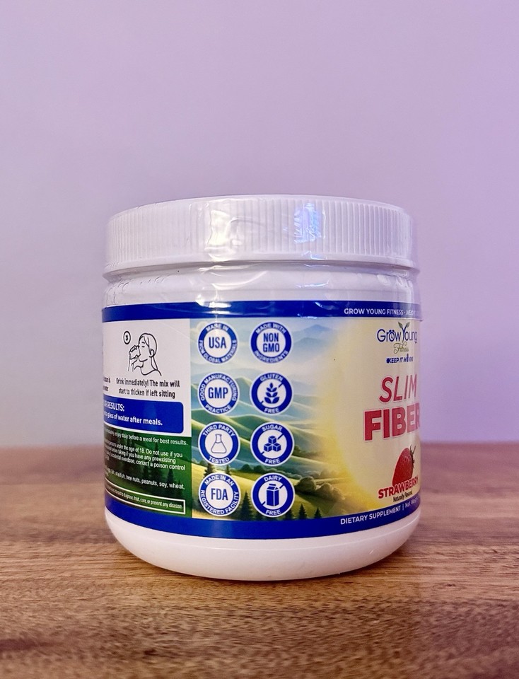 Grow Young Fitness Slim Fiber Strawberry Powder, 6.13 oz, Exp. 10/2026 ...