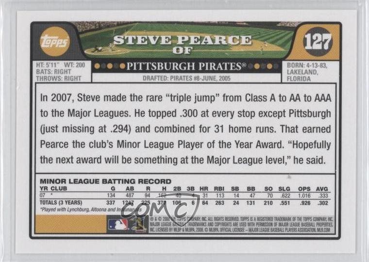 2008 Topps Steve Pearce #127 Rookie RC | eBay