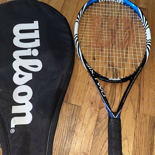 Wilson BLX Six Two Oversized 110 Sq” 4 3/8 Tennis Racket Blue Black ...