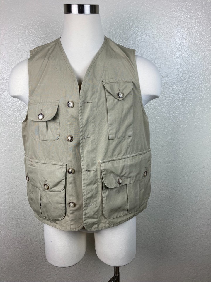 Willis & Geiger Outfitters Vintage Men's Tan Bush Safari Hunting Vest ...