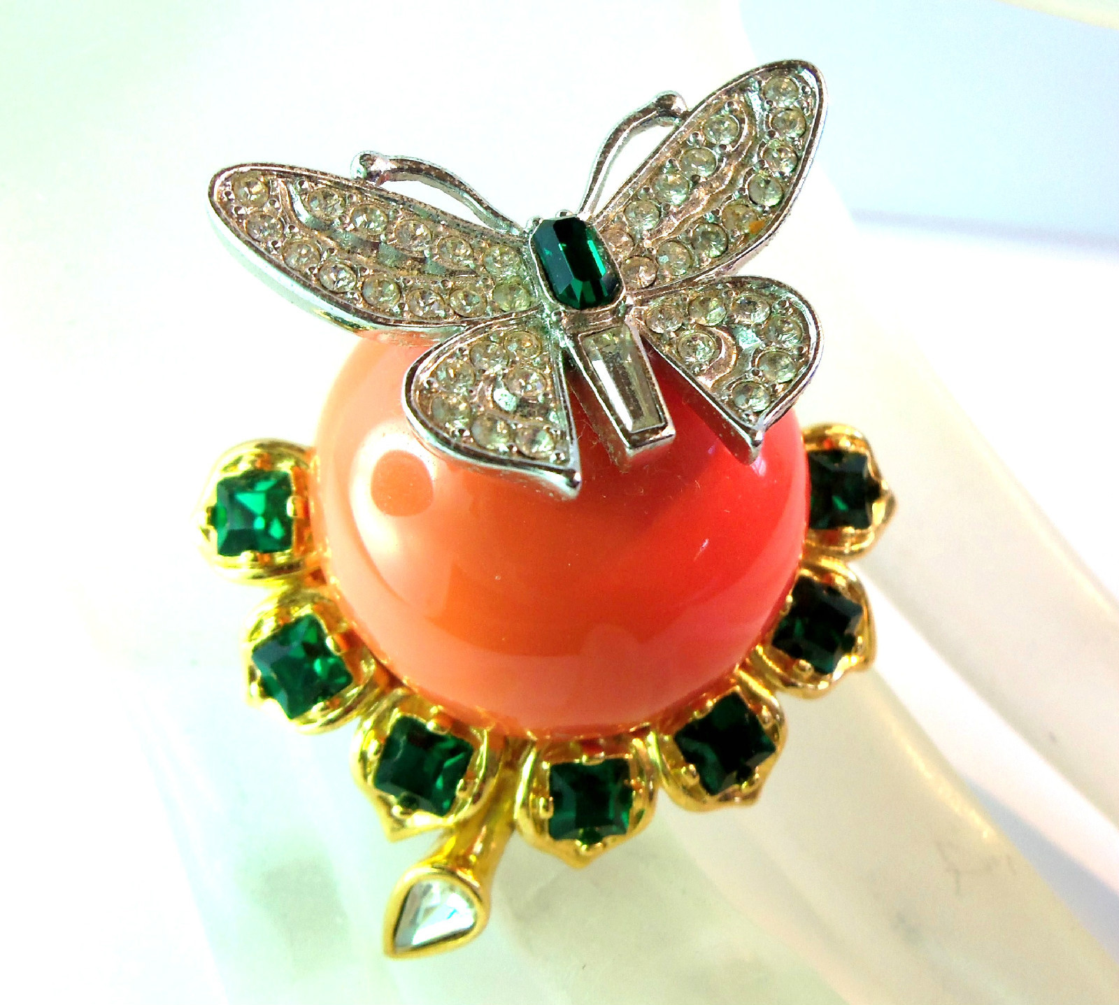 KENNETH J LANE KJL SHOWY BROOCH PIN BUTTERFLY & FLOWER TREASURES OF ...