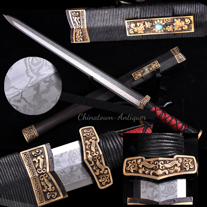 ChiBi Short Sword Waist Knife Folded Pattern Steel Blade Sharp Battle ...