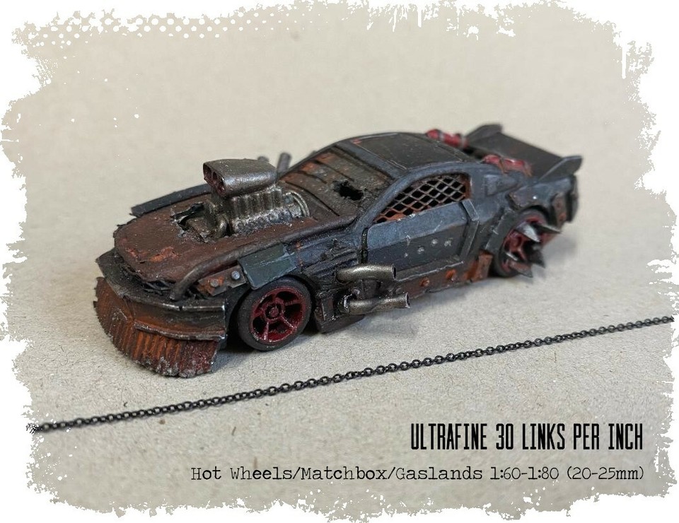 Micro Scale Model Chain - 24" Matt Black 1 x 0.9mm 30/40 links per inch ...