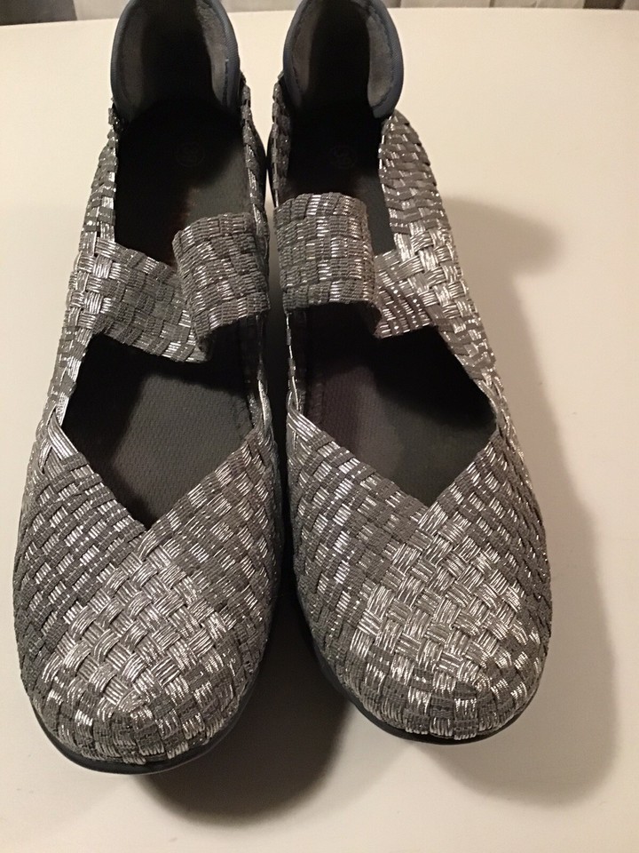 Bernie Mev. New York Lulia Silver Mary Jane Women's Silver Wedge Shoes ...