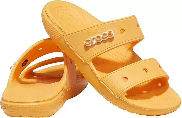 Crocs Unisex Classic Two-Strap Slide Sandals, Orange Sorbet, Numeric_5 ...