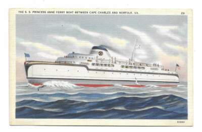 Virginia ferry boat SS PRINCESS ANNE NORFOLK POSTCARD vintage unused ...