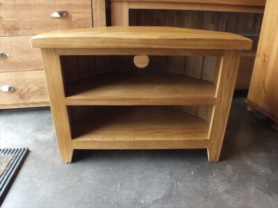 SOLID OAK OPEN CORNER TV UNIT- BESPOKE SIZES & COLOURS AVAILABLE- HAND ...