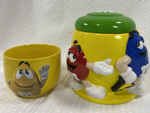 M & M Mars Ceramic Candy Bowl Dish WITH lid and small 10 oz Bowl ...