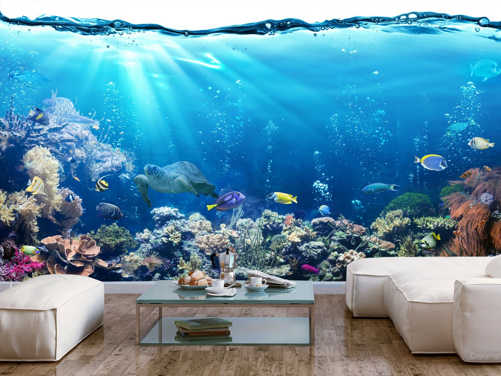 Sea Ocean Fish Coral Reefs Turtle Photo Wallpaper Mural Underwater life ...