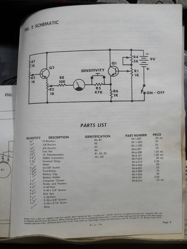 1971 Radio Shack Science Fair Electronic Analog Computer Kit Model No ...