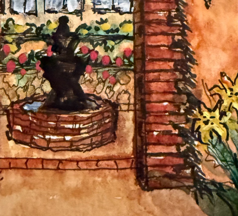 ACEO Artist Trading Card, Mission Bells Courtyard, Original Watercolor ...
