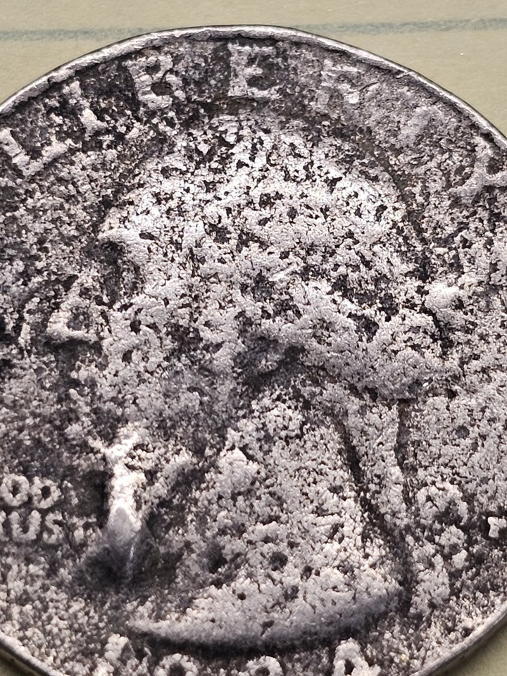 🤯 1984-P Giant DIE CHIP Quarter With Filled Mint Mark & Laminate/Clad ...