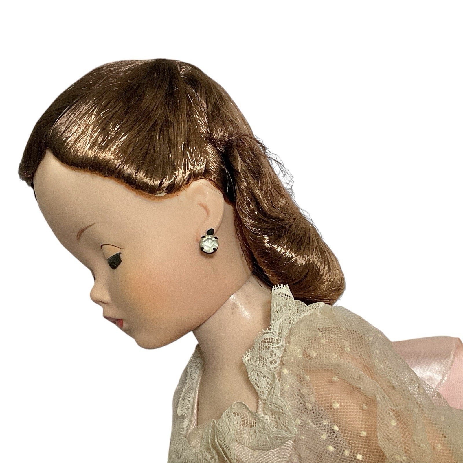 1957 Madame Alexander Cissy Pink Bridesmaid Doll 20 Inch Swiss Dot Dress Jewelry | eBay