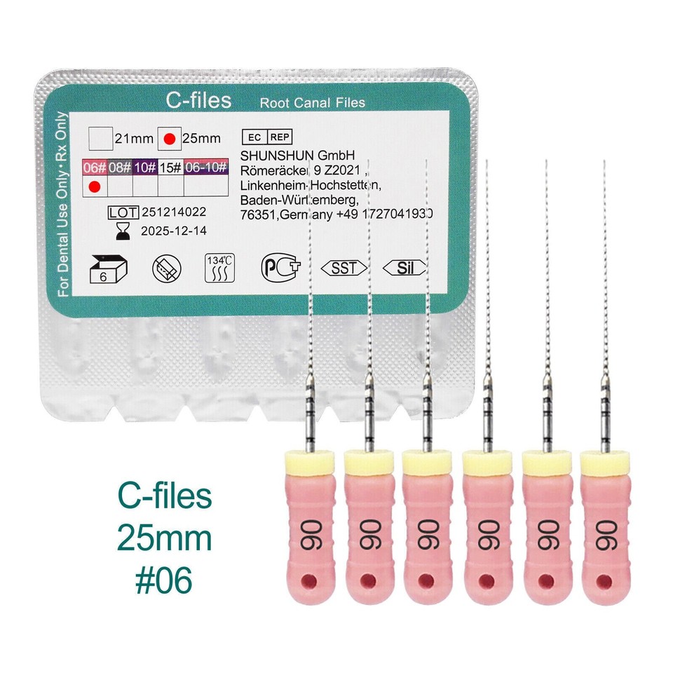6 Pcs/Pack Dental Endodontic C Files 21/25mm Endo Root Canal Stainless ...