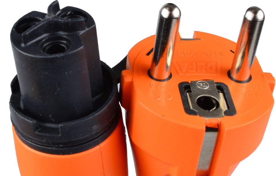 DEFA 460962 Anschlusskabel außen + Stecker Orange Verstärkt 10m 230V ...