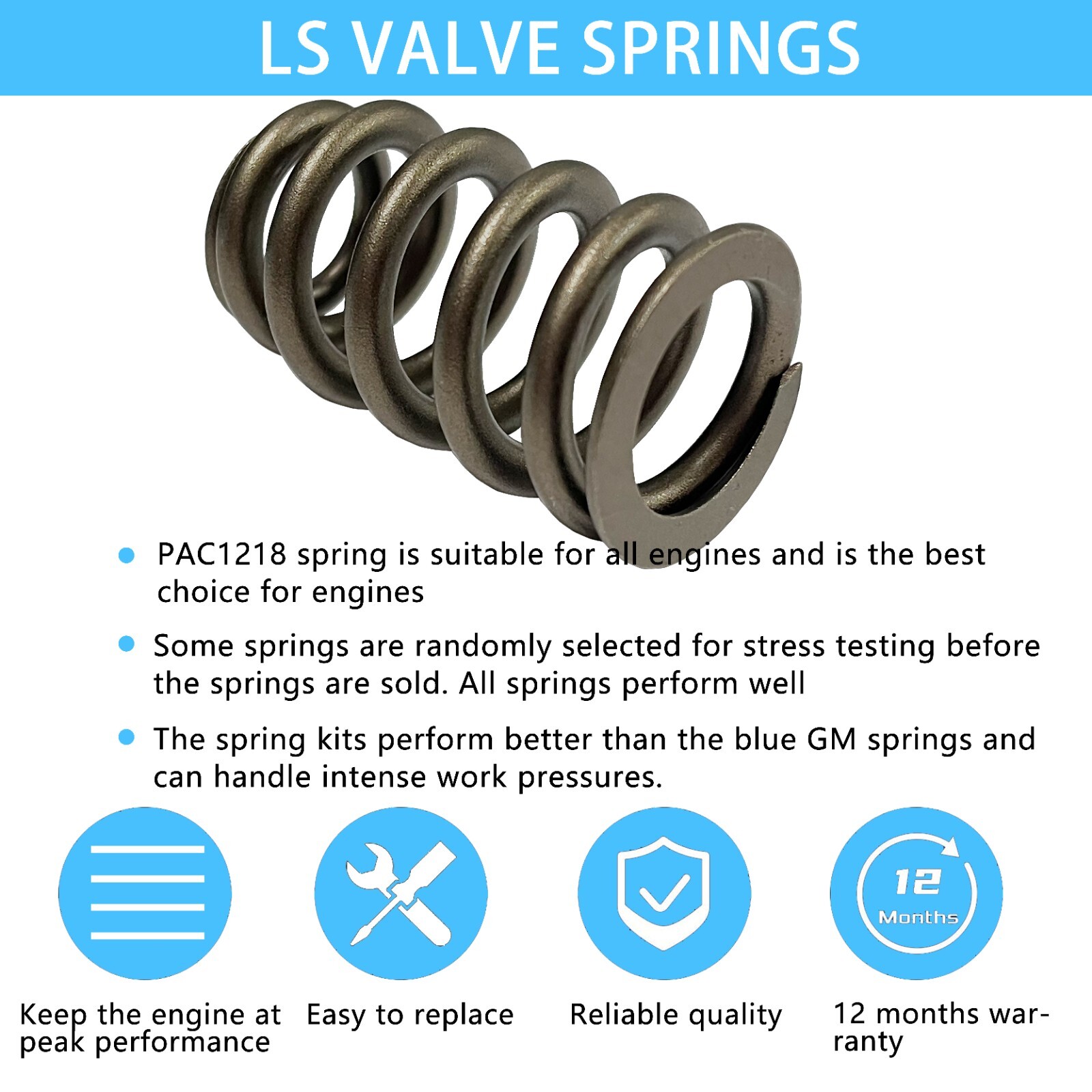 PAC1218 Ls Valve Springs for .600" Lift For LS1 LS2 LS3 LS7 4.8L 5.3L 5 ...