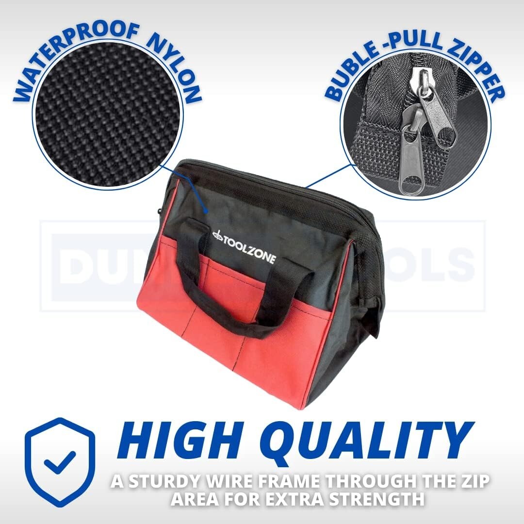 12" Nylon Tool Bag Heavy Duty DIY Storage Zip-up Holdall Toolbag Tools ...