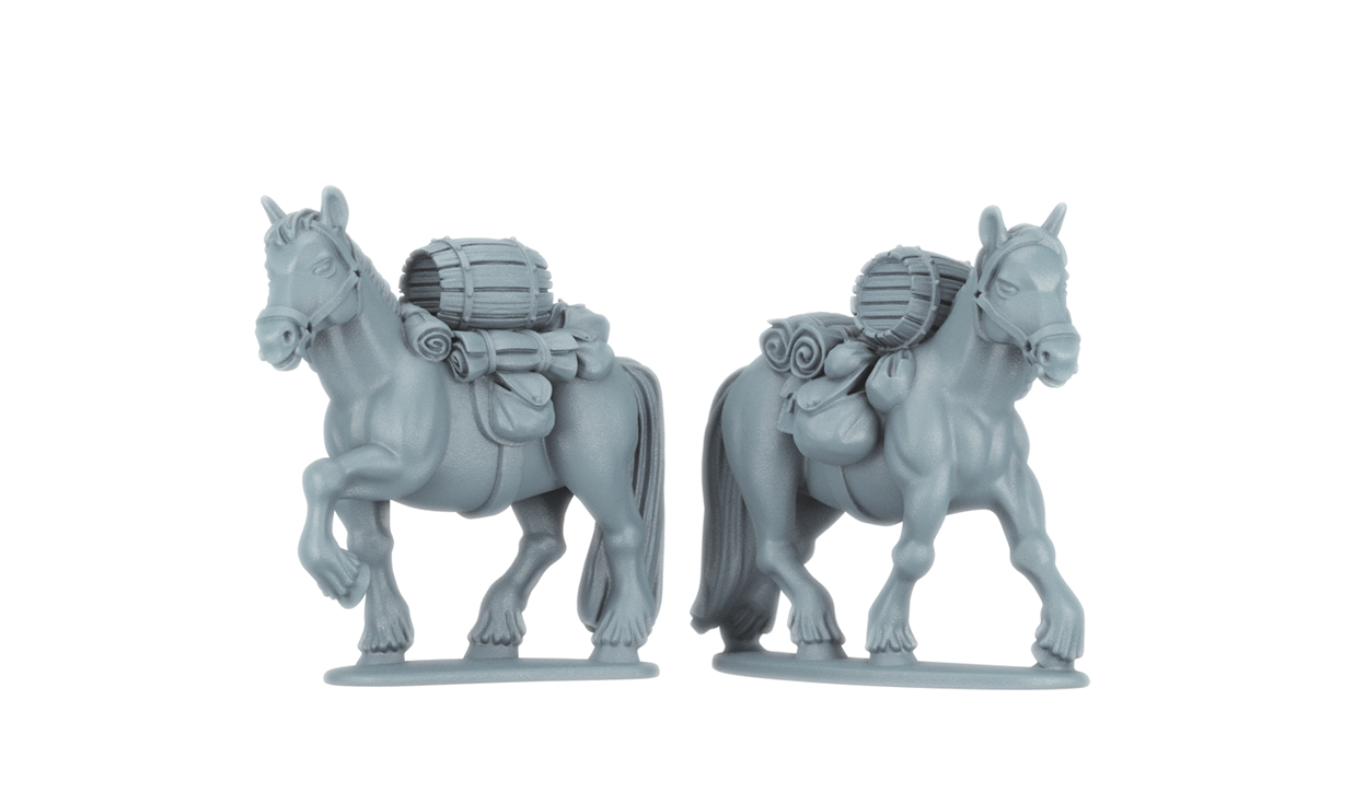 Pack Pony, Horse, Mule Animal Set for tabletop games, Fantasy, DnD 28mm ...