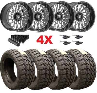 20X12 BLACK MILLED DIRECTIONAL WHEELS MT TIRES 33 12.50 20 FITTIPALDI ...