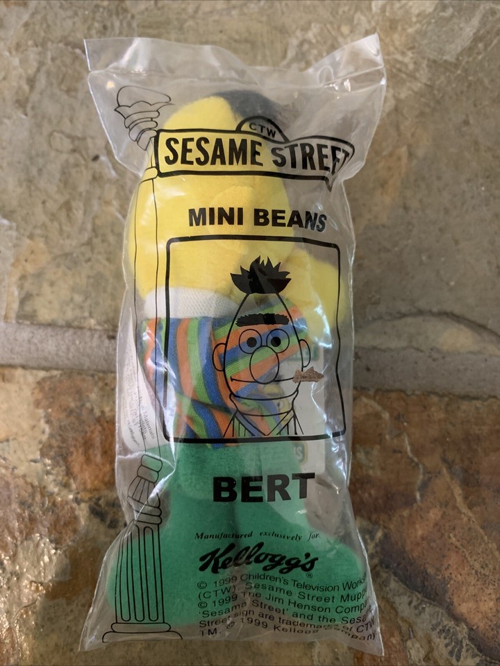 Vintage 1999 Kellogg's Sesame Street Mini Beans 4" BERT Plush NEW ...