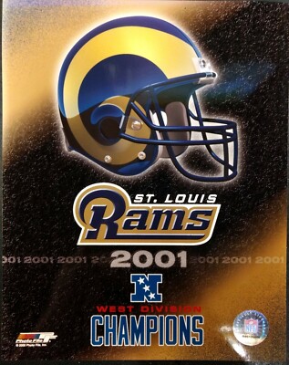 ST. LOUIS RAMS 2001 NFC West Division CHAMPIONS HELMET LOGO 8x10 Photo ...