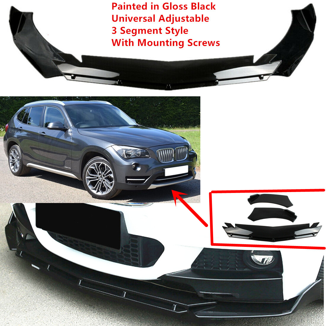 Add-on Universal For BMW X1 E84 LCI 2012-2015 Front Bumper Lip Spoiler ...
