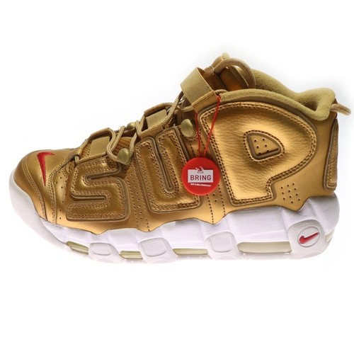 NIKE 17SS XSUPREME AIR MORE UPTEMPO METALLIC GOLD SUPREME HIGH-TOP ...