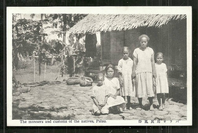 Palau Belau Natives Woman Children Hut Micronesia 20s | eBay
