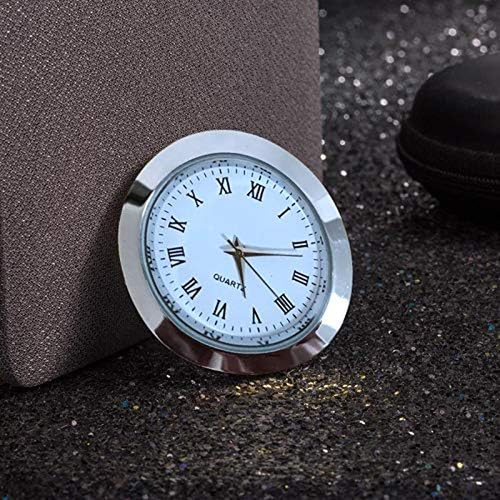 Mini Clock Insert 1-1/2 Inch, Roman Numerals, Silver Bezel, White Face ...