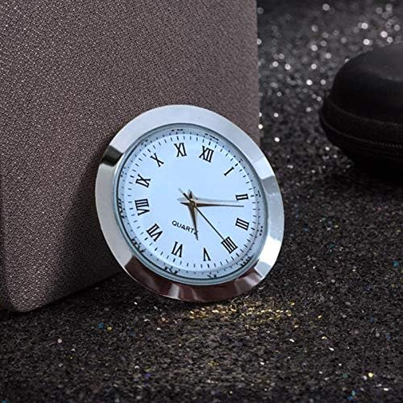Mini Clock Insert 1-1/2 Inch, Roman Numerals, Silver Bezel, White Face ...