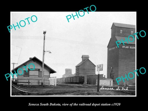 OLD POSTCARD SIZE PHOTO OF SENECA SOUTH DAKOTA THE RAILROAD DEPOT c1920 ...