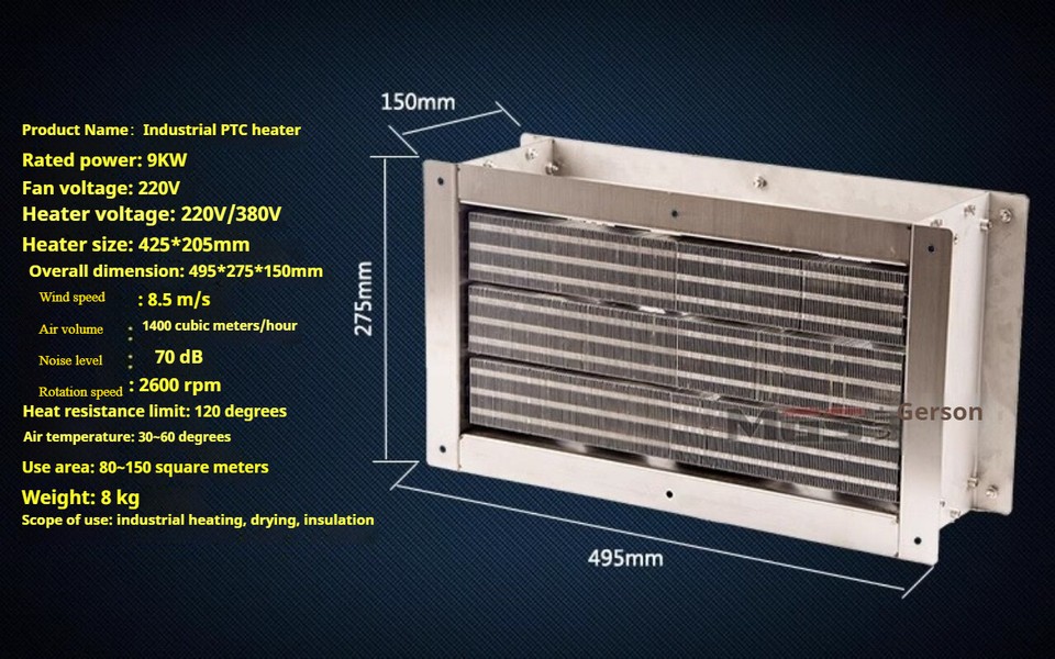 High-power PTC Heater Hot Air Blower Duct Electric Heater Electric ...