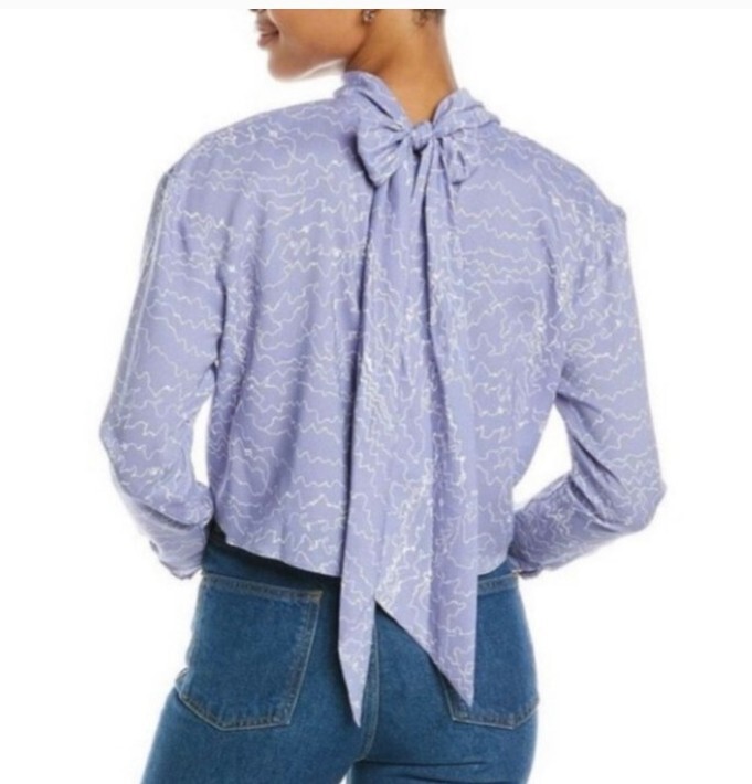 ASTR the Label Periwinkle Sketch Crop Long Sleeve Blouse Size XS | eBay