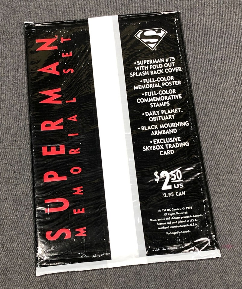 Superman #75 Death Memorial Poster SEALED Daily Planet Obituary Black ...