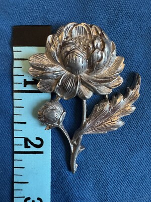 Vintage cast pewter Peony flower pendant | eBay