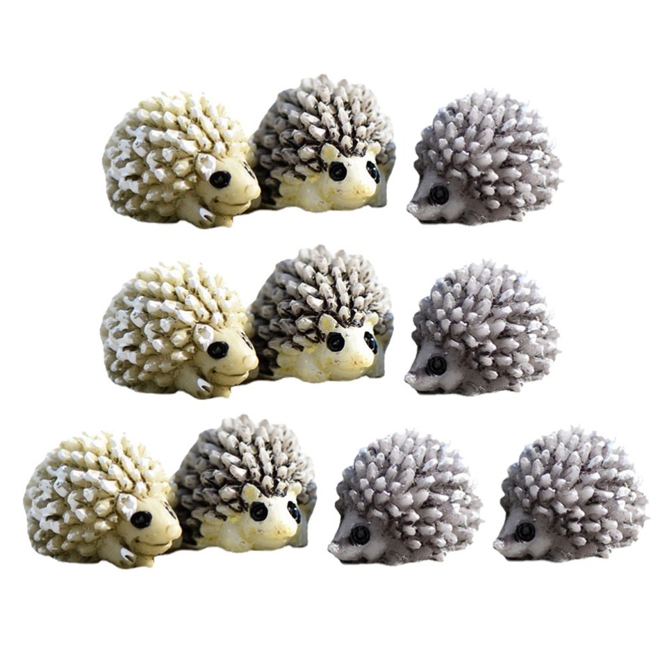 10Pcs Mini Hedgehog Ornaments Adorable Hedgehog Statues Potted Plants ...