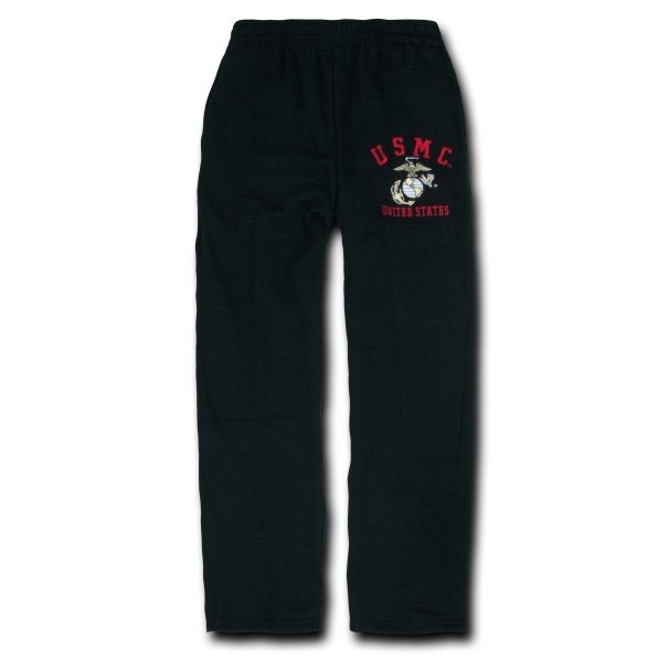 Black US Marines USMC Military Army Fleece Sweat Lounge Sport Pants S M ...