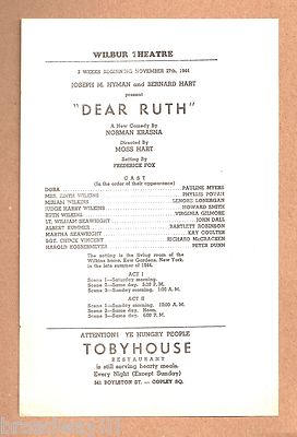 Lenore Lonergan "DEAR RUTH" John Dall / Phyllis Povah 1944 Tryout ...
