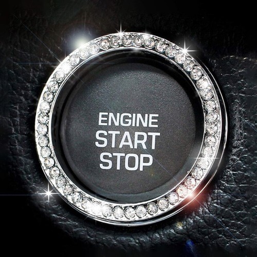 1x Silver Auto Car SUV Decorative Button Start Switch Diamond Ring ...