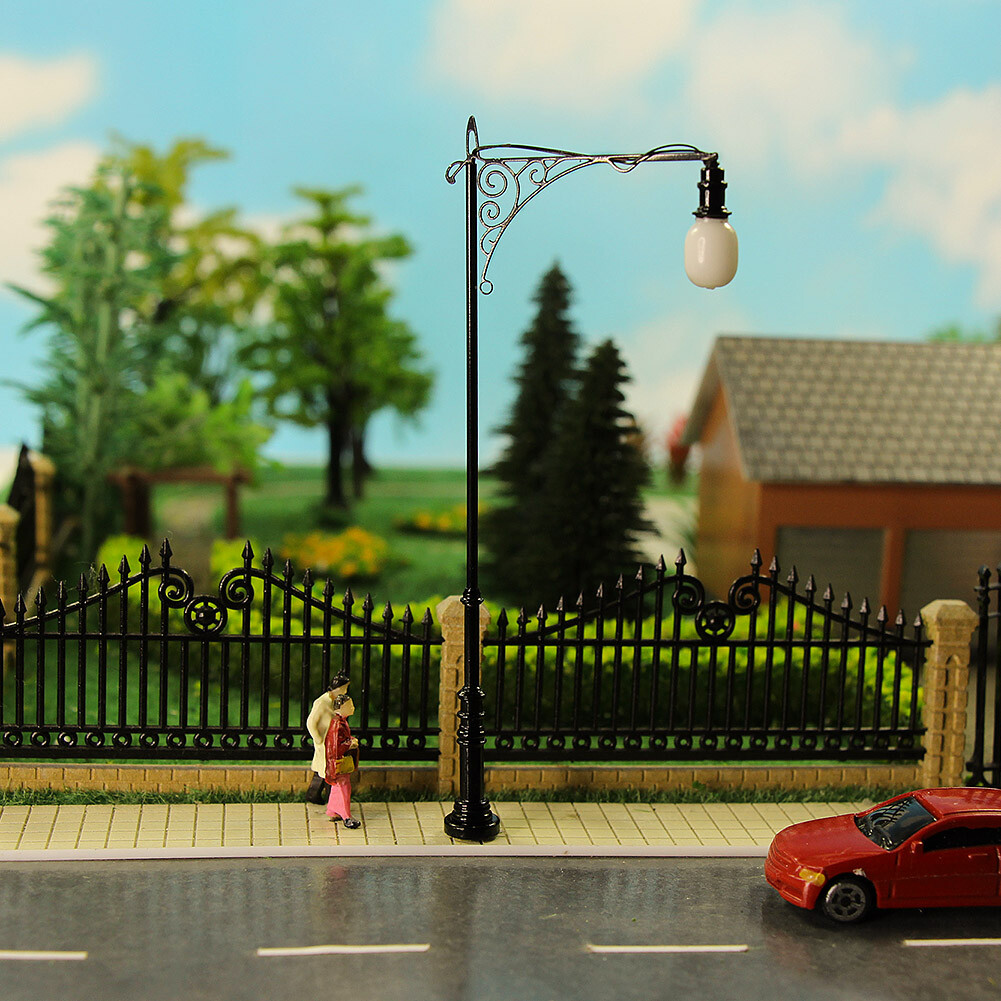 LQS73HO 5pcs Model Railway Train HO Scale Lamp Post 10cm Street Lights ...