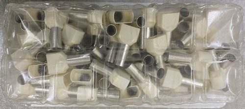 BM 00562 Insulated End Sleeve/Bootlace Lug, 2 X 10mm2/8 AWG, Ivory, 100 ...
