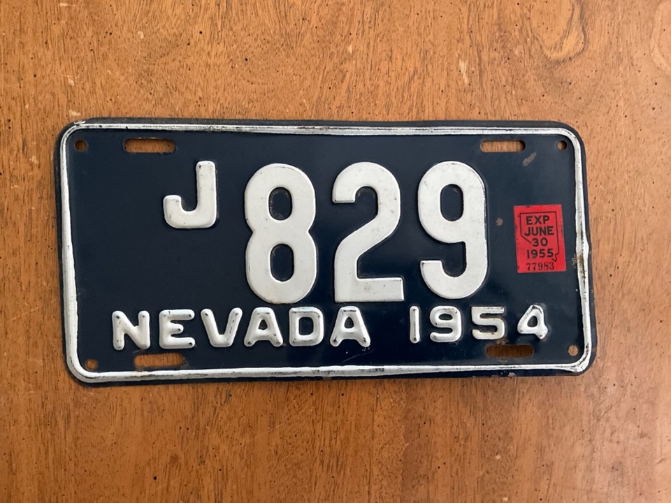 1955 Nevada License Plate Tag 1954 J 829 June 30 | eBay