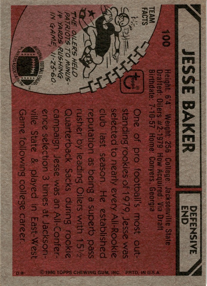 1980 Topps #100 Jesse Baker Great! | eBay