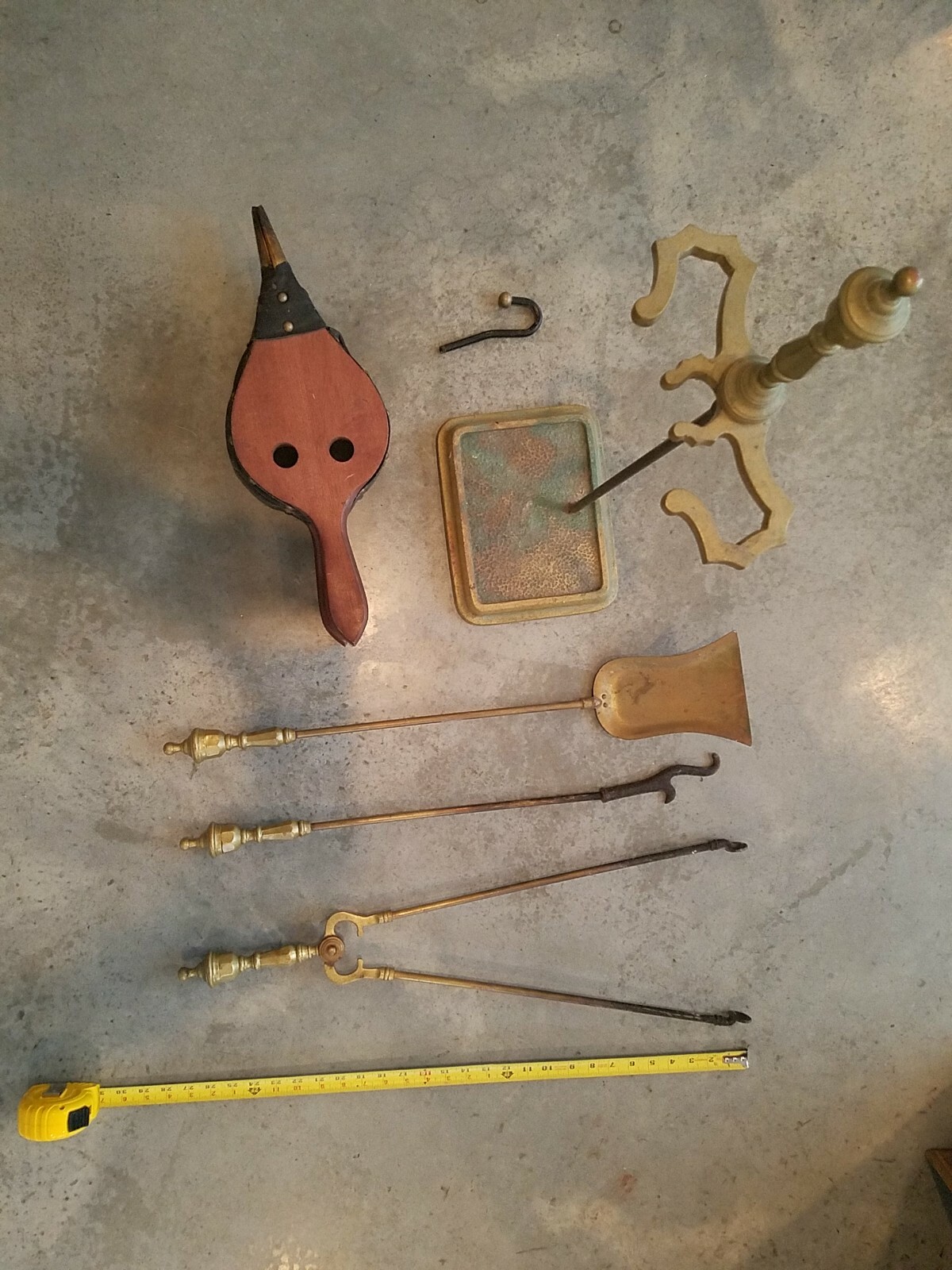 Solid brass quality antique Fireplace Poker Set With Spade Clamp Bellow ...