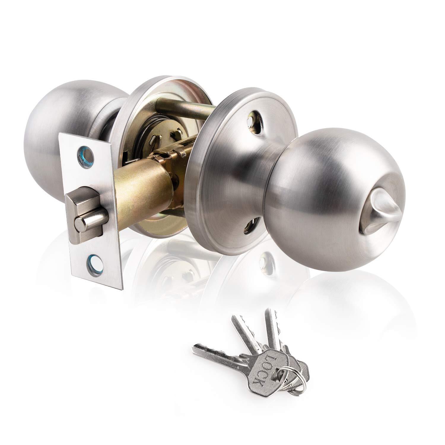 XIUDI Entry Door Knobs with Lock and KeyBall Stainless Steel Keyed Door ...
