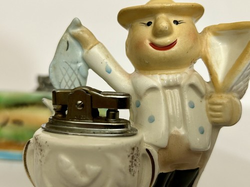 Vintage Lot of 2 1960’s Amico Japan Ceramic Lighter Fisherman Chinook ...